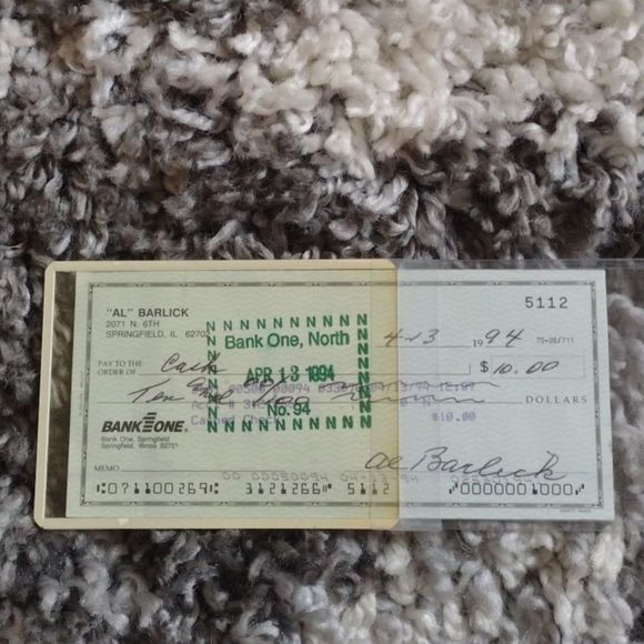 Other | Actual Check Written And Signed By Al Barlick 94 | Poshmark